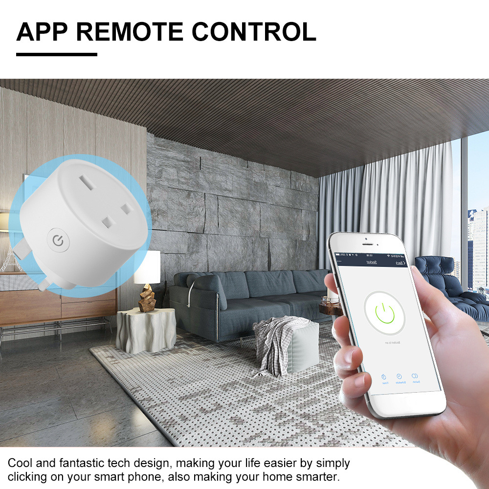 Мини-умная розетка Wi-Fi, Великобритания, дистанционное управление со ...