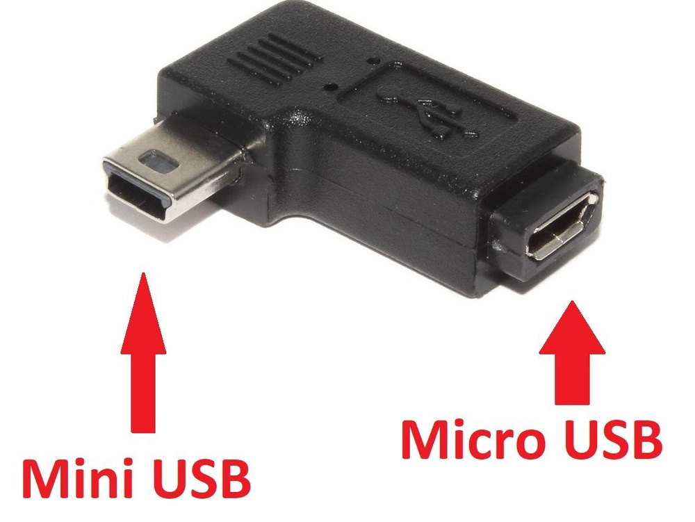 Переходник Mini USB "папа" - Micro USB "мама", угловой, правый - купить ...
