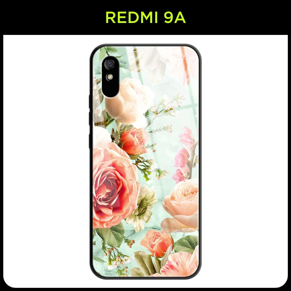 Стеклянный чехол на Xiaomi Redmi 9A / Сяоми Редми 9A с принтом "Нежные ...