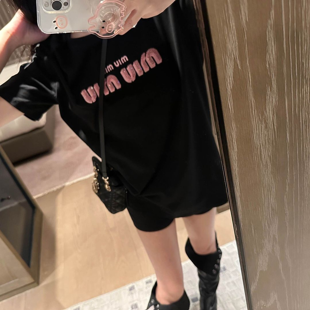 Футболка Miu Miu размер 48 46 цвет черный 棉花 купить по выгодной цене в интернет магазине