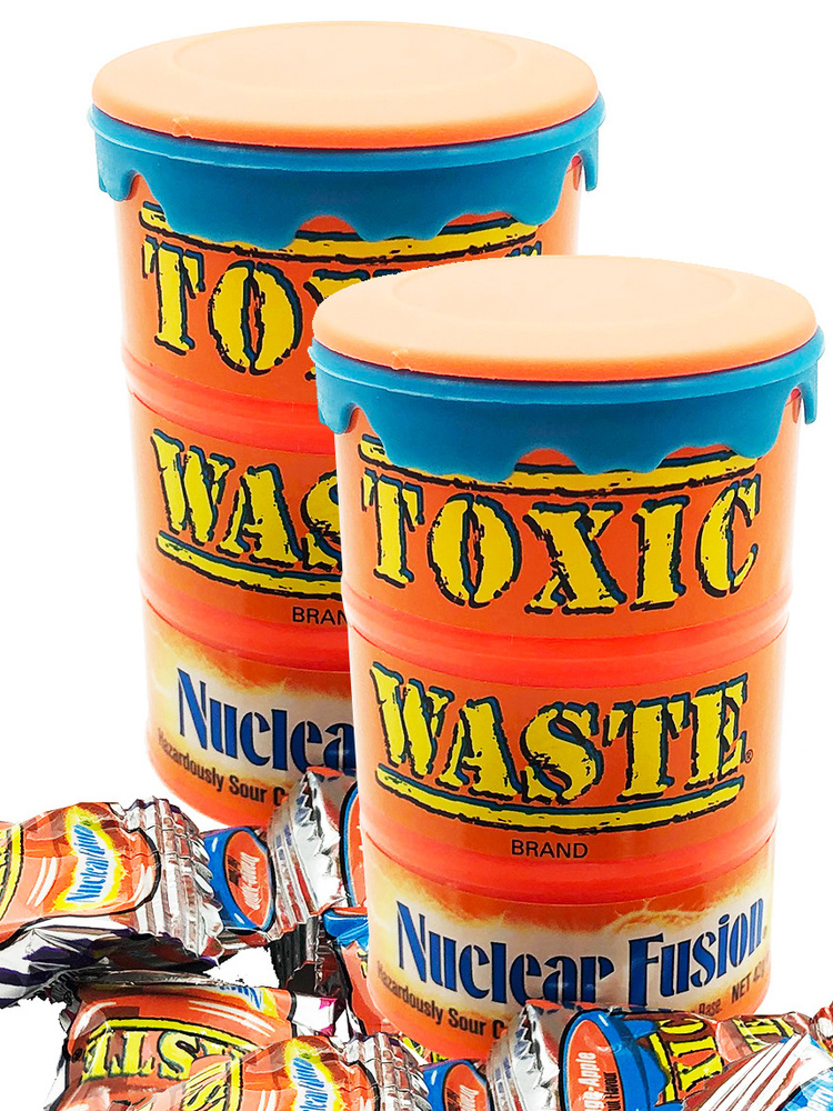 Кислые леденцы Toxic Waste Sour Candy Nuclear Fusion (оранжевая бочка ...