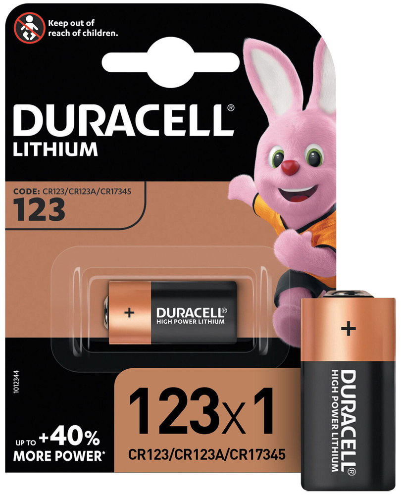 Батарейка литиевая Duracell Ultra, тип CR123, 3В, 1шт - купить с ...