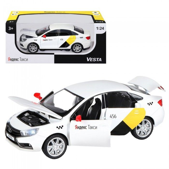 Яндекс.Такси машинка металл., LADA VESTA, цвет белый, масштаб 1:24 ...