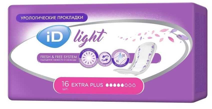 Урологические прокладки iD Light Extra Plus, 5 капель, 16 шт. - купить ...