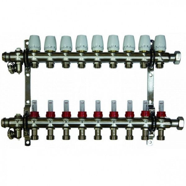 Коллекторная группа для теплого пола 9 выходов с расходомером ...
