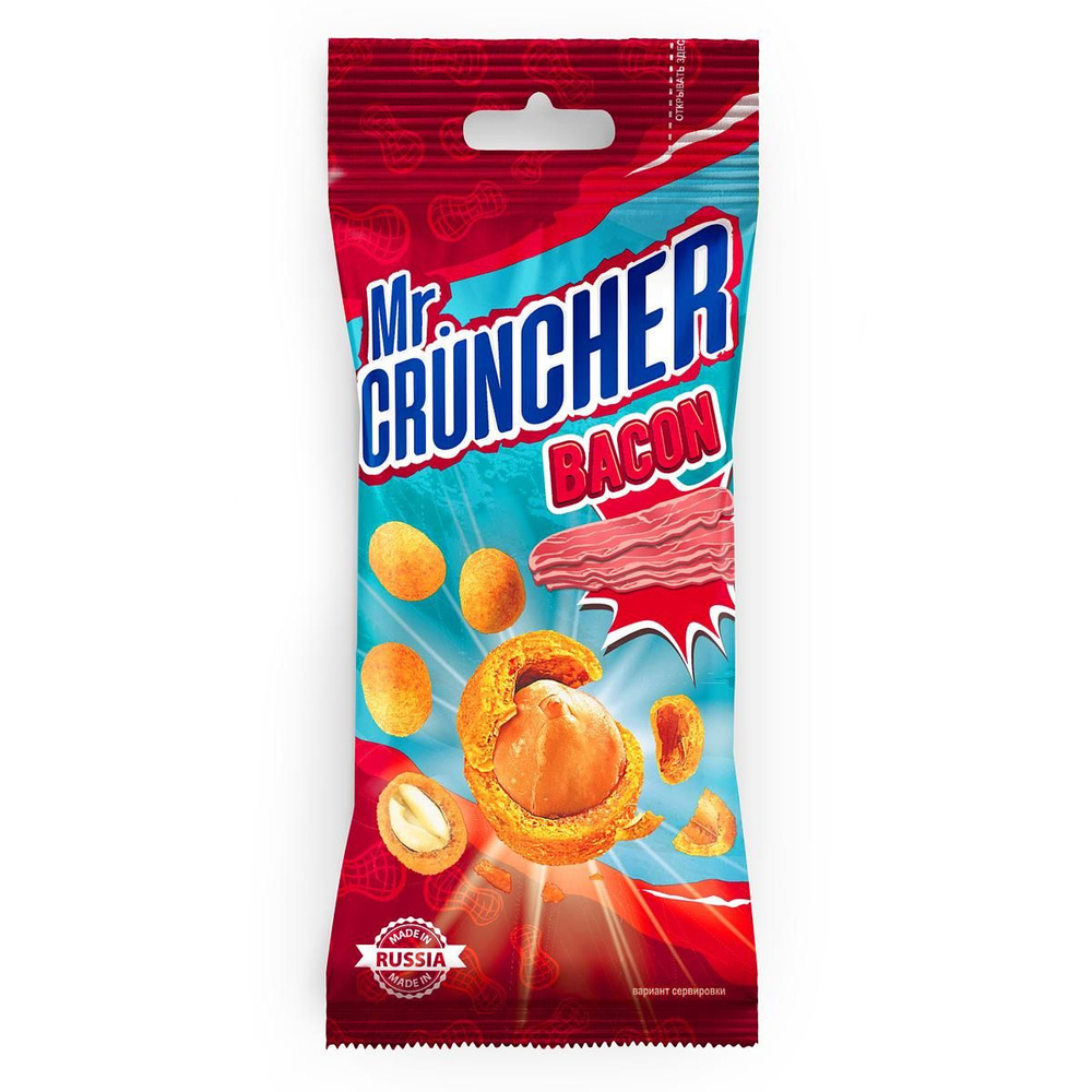 Упаковка 22 пачки Арахис Mr.Cruncher в хрустящей корочке Бекон 60г ...