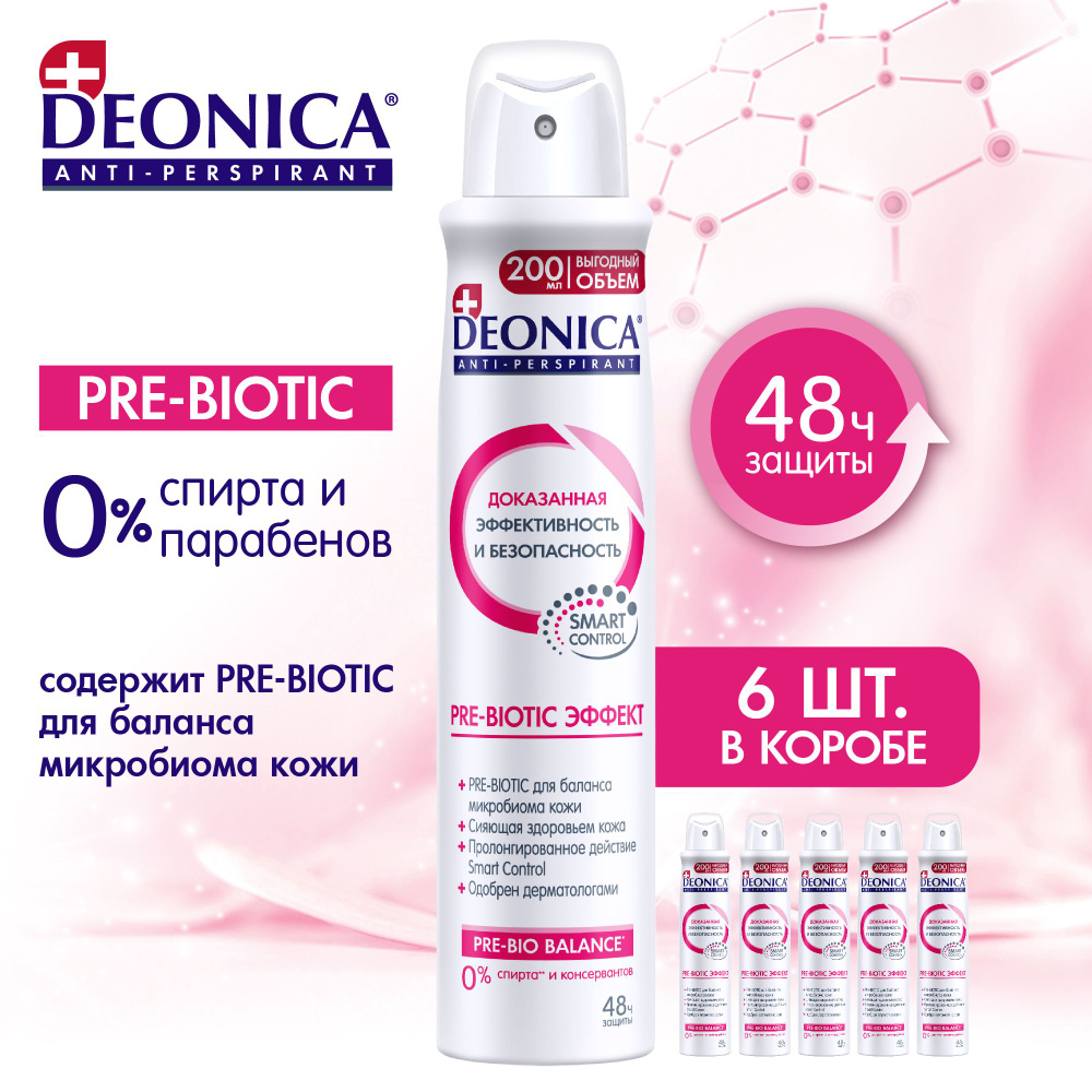 Дезодорант женский Деоника Антиперспирант Pre-Biotic Эффект спрей 200 ...