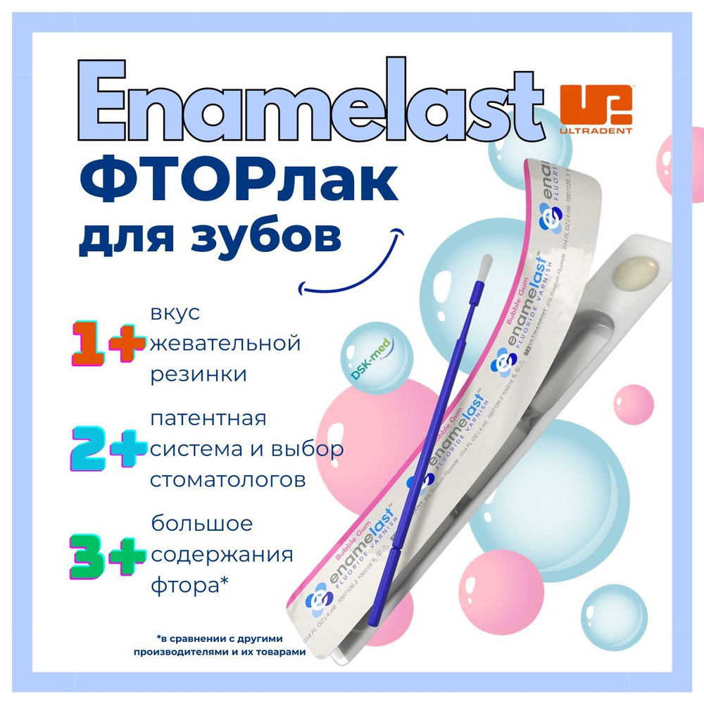 Enamelast Ultradent фторидный (фтор) лак 5%, 5 унидоз 0,4 мл., вкус ...