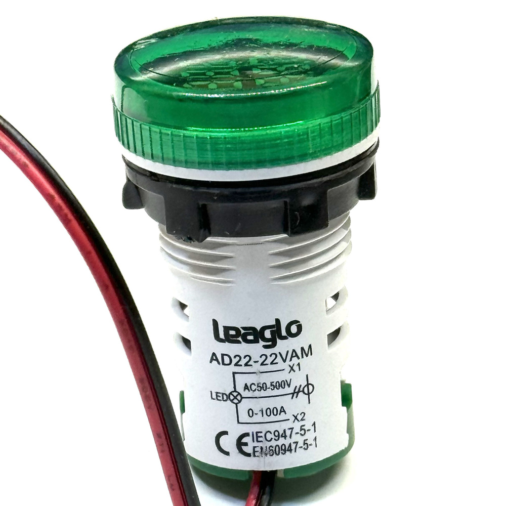 AD22-22VAM-G 220АC Цифровой амперметр и вольтметр 22мм, зеленый, панель ...