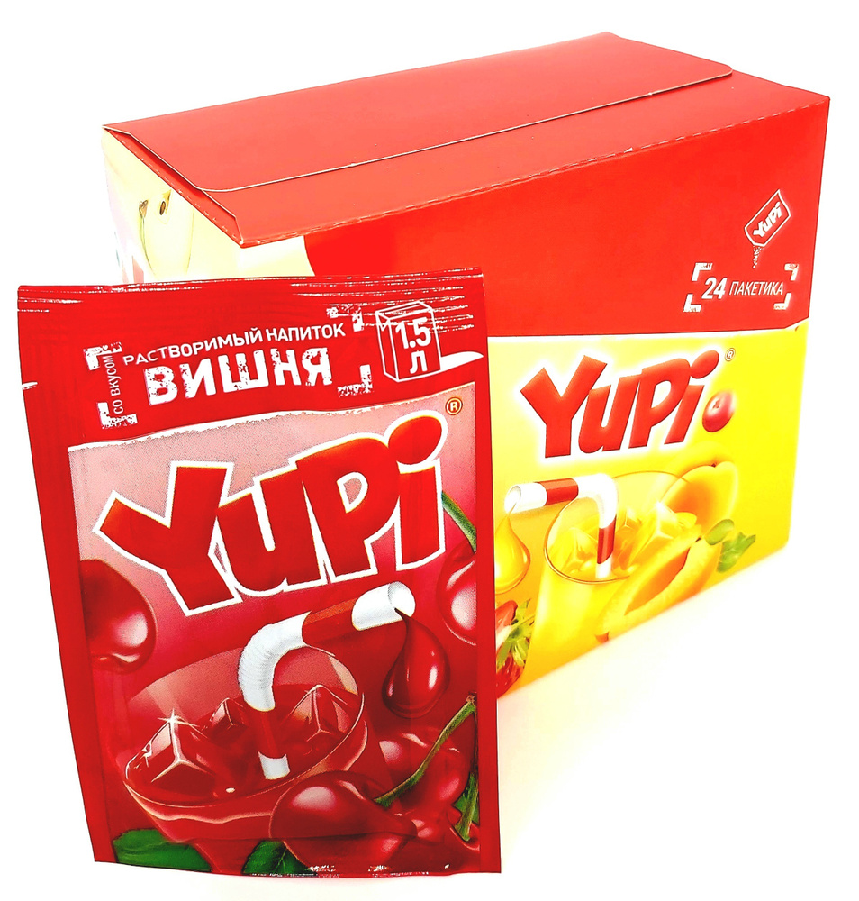Растворимый напиток YUPI Вишня, напиток Юпи из 90-х, 1 блок / 24 шт ...