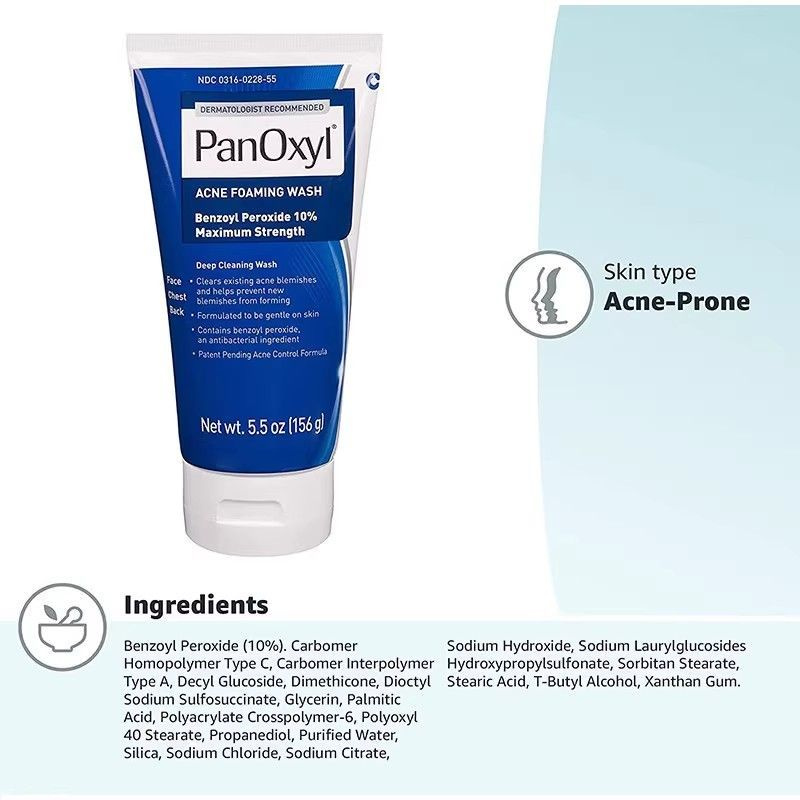 PanOxyl Acne Benzoyl Очищающее средство для лица BPO Бензоилпероксид 10 ...