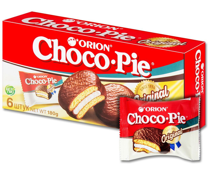 Пирожное Чоко Пай бисквитное Orion Choco Pie 6 шт в упак 180 г 1 уп
