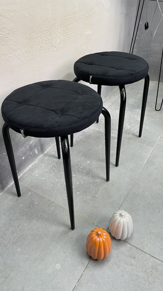 Комплект табуретов Loft, 2 шт. Черный велюр Милан 13/ножки черные ...