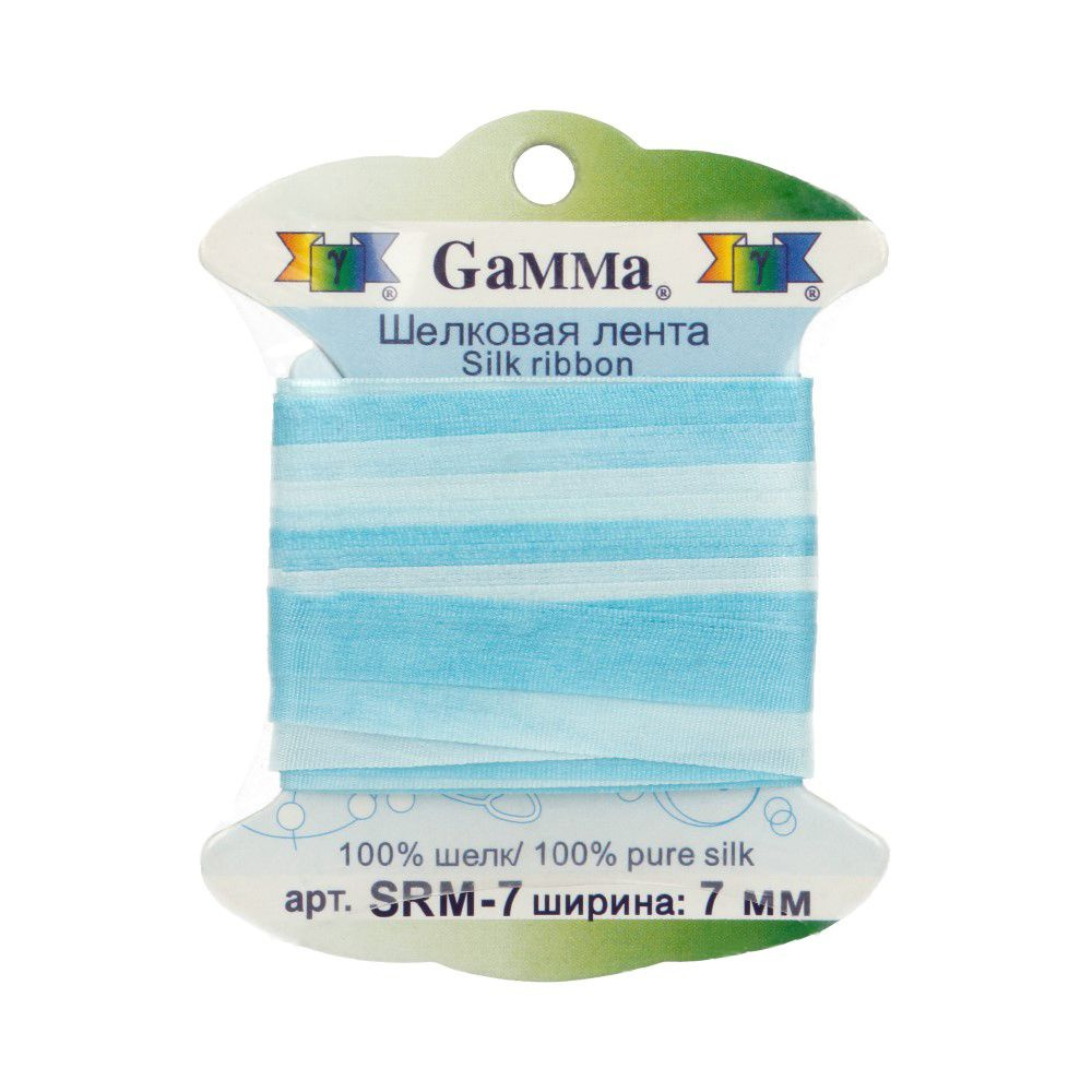 "Gamma" шелковая лента SRM-7 7 мм 9.1 м M009 св.голубой/бирюзовый ...
