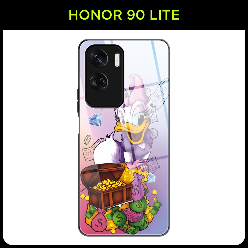 Стеклянный чехол на Honor 90 Lite / Хонор 90 Лайт с принтом "Daisy Duck ...