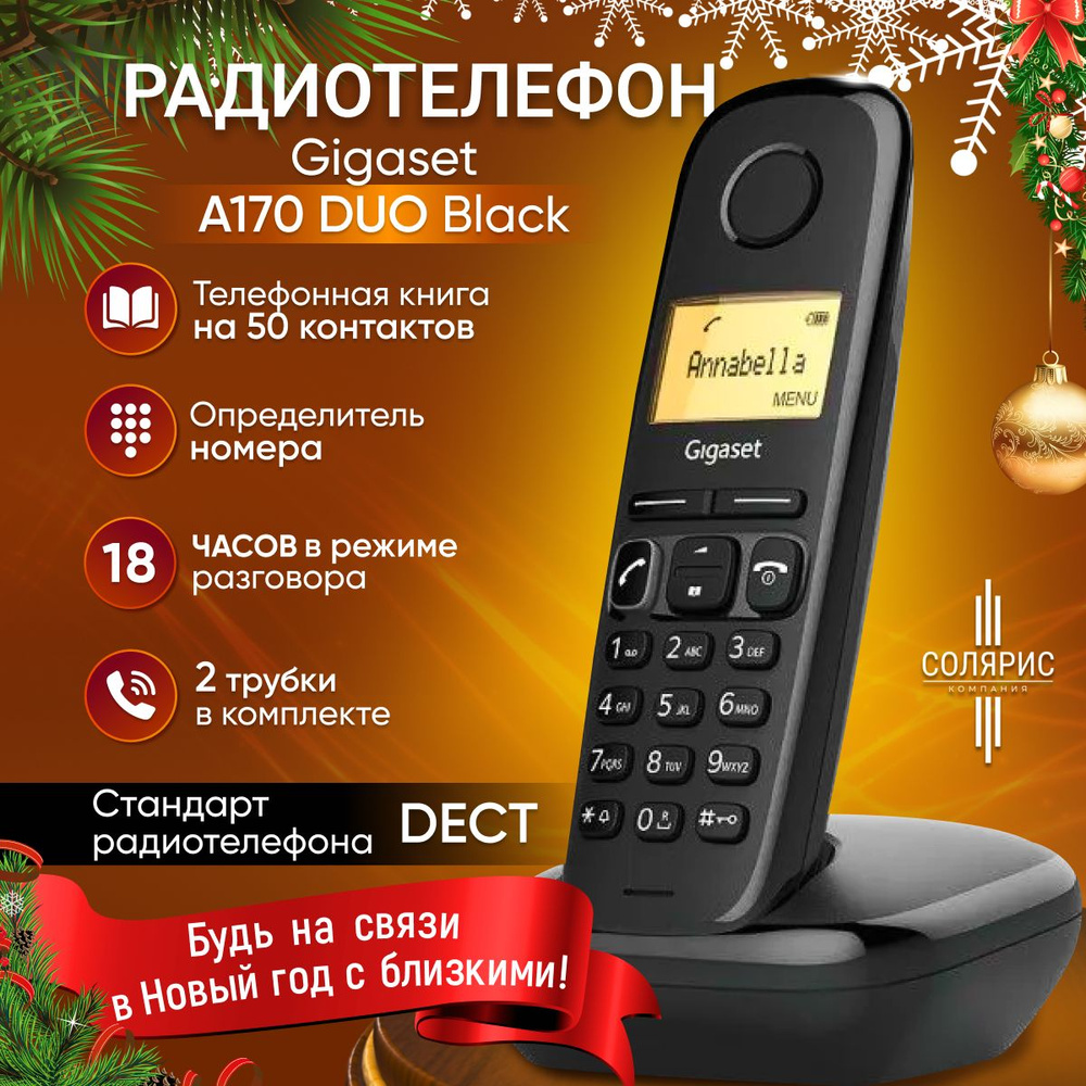 Радиотелефон DECT Gigaset A170 Duo черный - купить с доставкой по ...