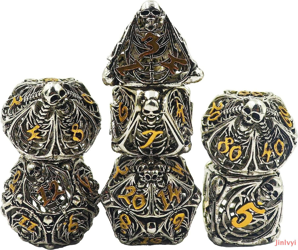 Металлические кубики DND Skeleton Hollow, набор многогранных кубиков ...