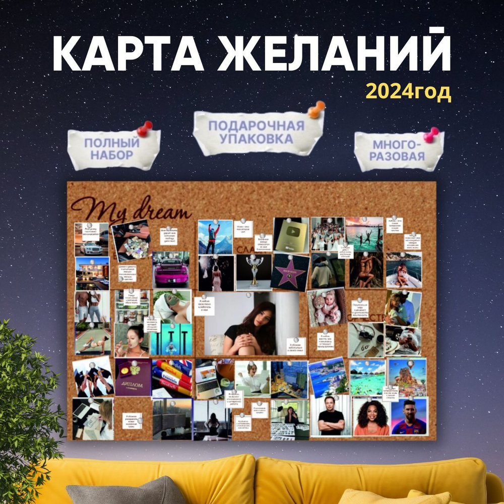 Карта желаний 2024 пробковая доска Набор для визуализации - купить ...