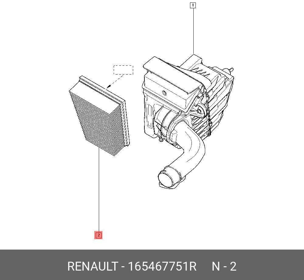 Фильтр воздушный Renault 165467751R - купить по выгодным ценам в ...
