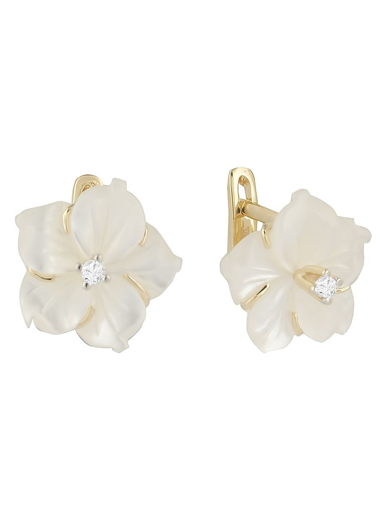 G.st. ЮВЕЛИРНЫЙ ЗАВОД ЗОЛОТОЙ СТАНДАРТ Серьги Цветок из желтого золота ...