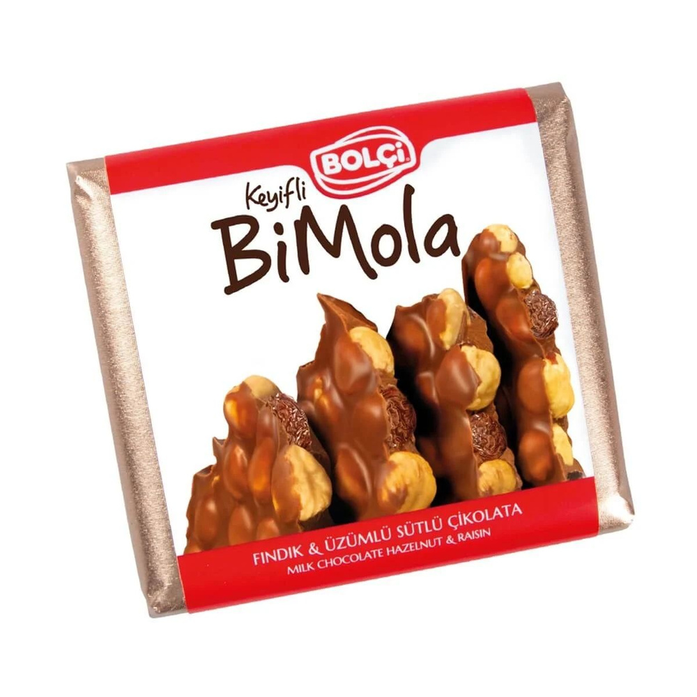 Молочный шоколад Bolci "BiMola" с лесным орехом и изюмом нетто 70 г ...