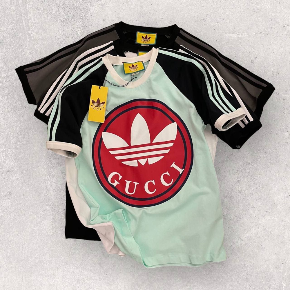 Футболка Gucci, размер 52, цвет бирюзовый, 100% хлопок - купить по ...