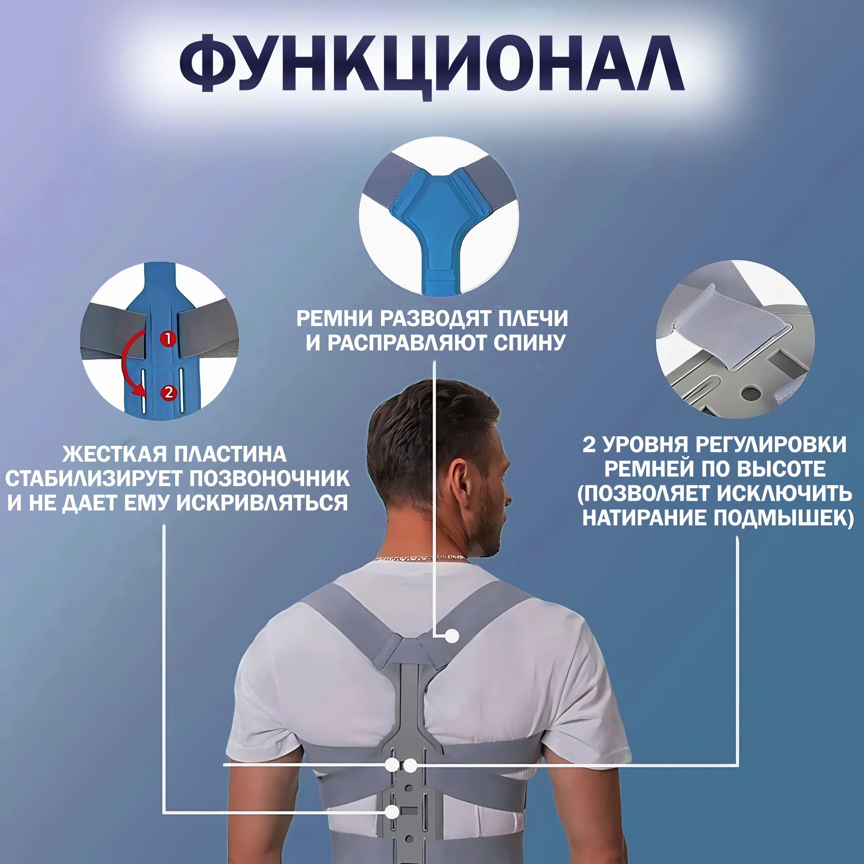 Ортопедический корректор осанки с жесткой пластиной (ортопедический ...
