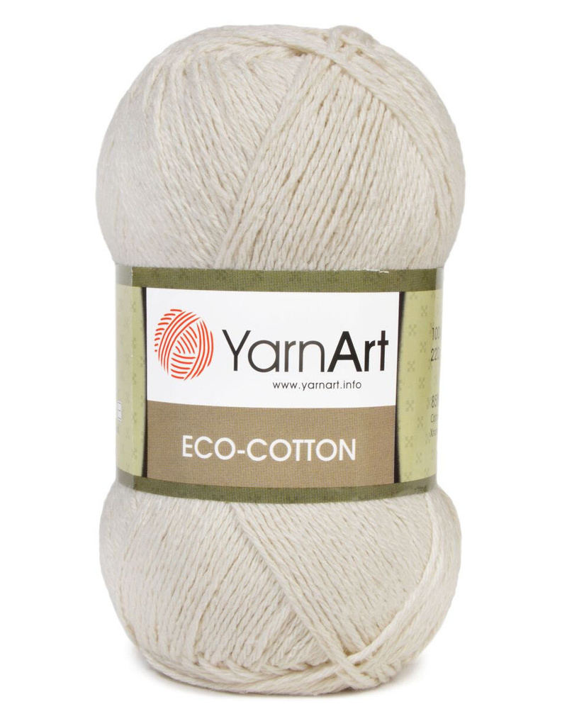 Пряжа YarnArt Eco cotton: 762 (Молочный) / ЯрнАрт Эко / 5 шт / 220 м ...