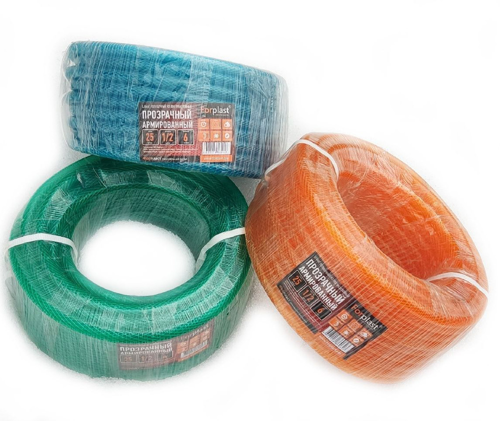 Шланг поливочный Forplast Прозрачный армированный 50 м (1 дюйм)(25мм ...
