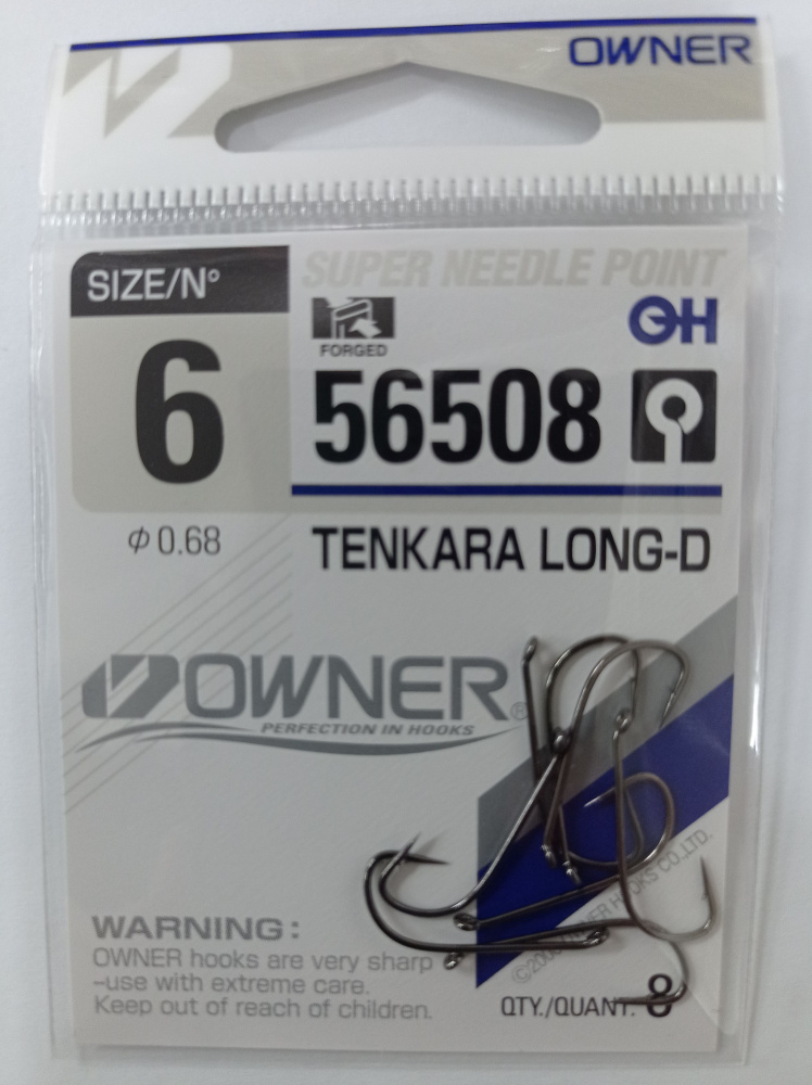Крючки OWNER серия 56508 №6, 8шт TENKARA LONG-D - купить с доставкой по ...