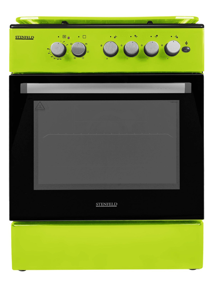 Комбинированная плита STENFELD T641GEF-02 60*60 зеленая, 60 см газовая ...