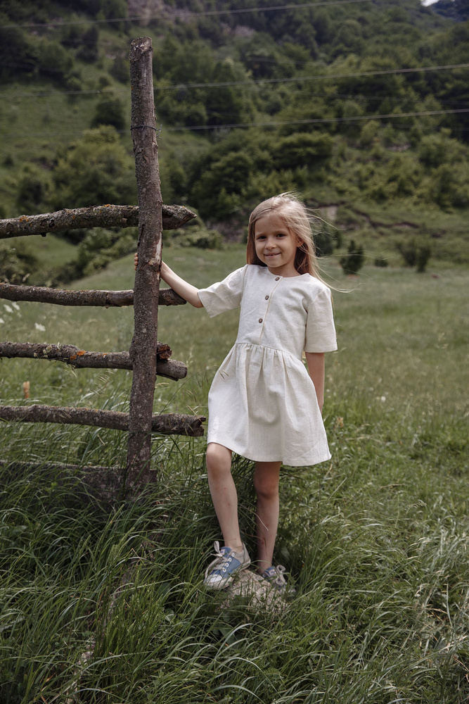 Платье для девочки из крапивы Kinfolk Clothes, Девочки, На любой сезон ...