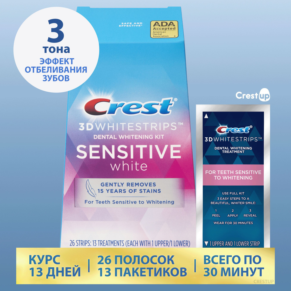 Crest 3D Whitestrips Sensitive White Отбеливающие полоски для зубов ...