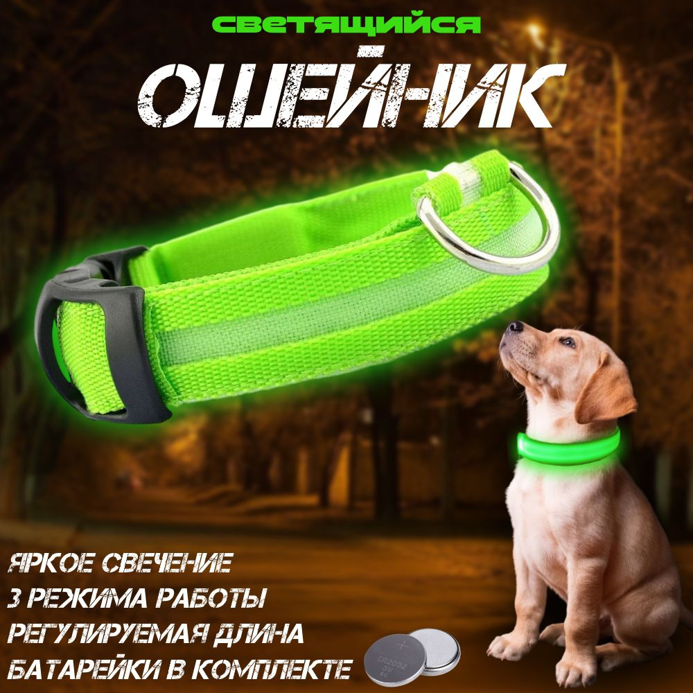 Светящийся ошейник для собак мелких средних и крупных пород