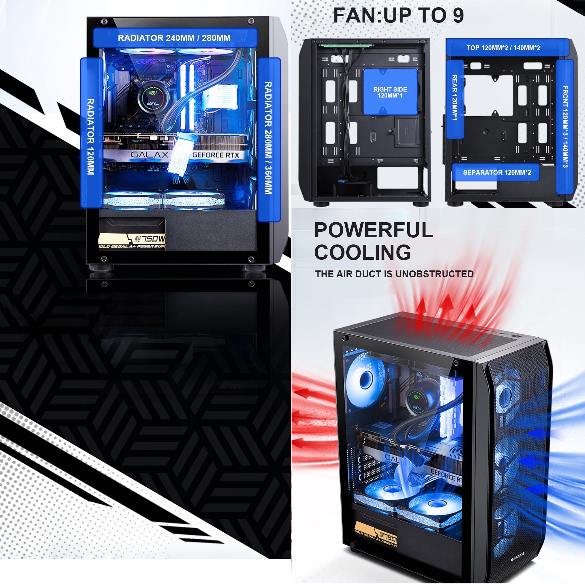 Корпус Ginzzu GL185 закаленное стекло на петлях с магнитным замком, белый - купить с доставкой ...