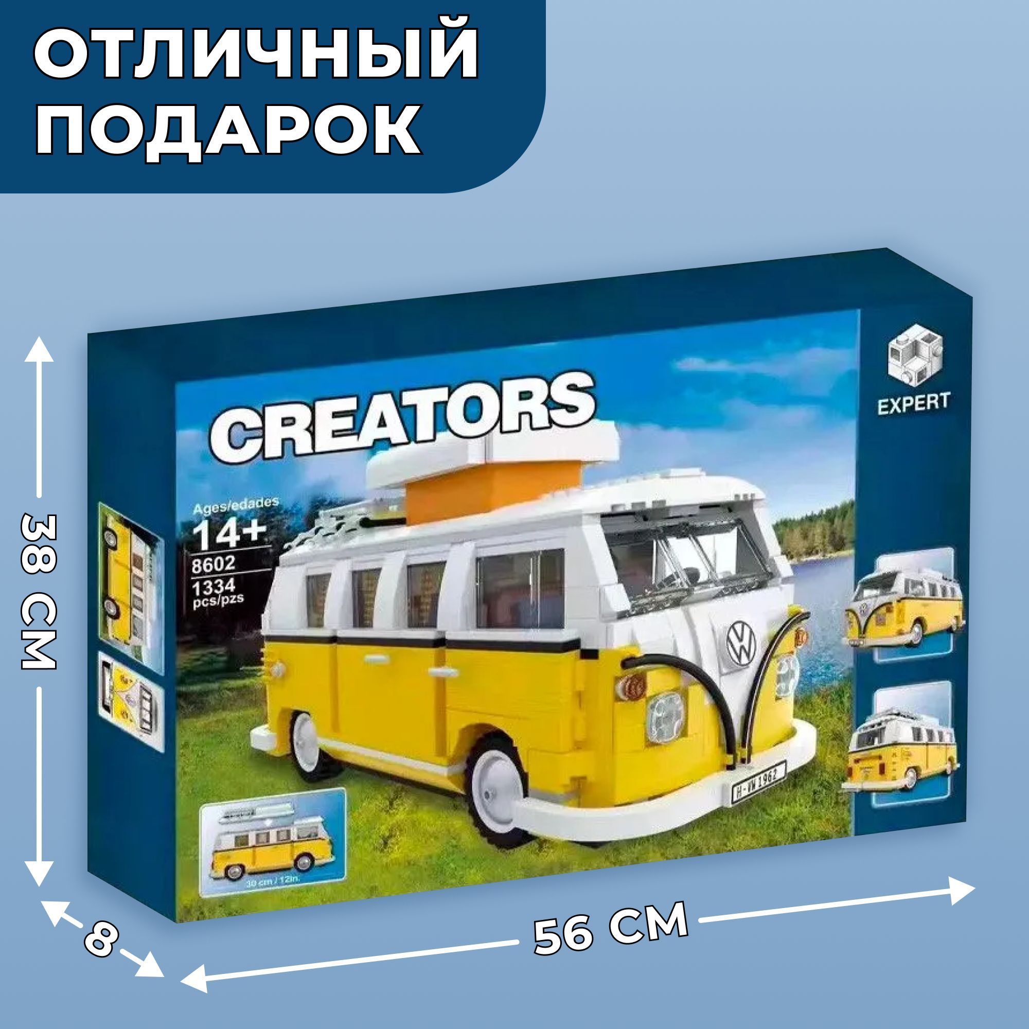 Конструктор Volkswagen T1, набор 1334 детали / Пластиковый конструктор ...