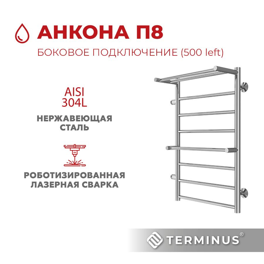Полотенцесушитель водяной TERMINUS (Терминус) Анкона с полкой П8 ...