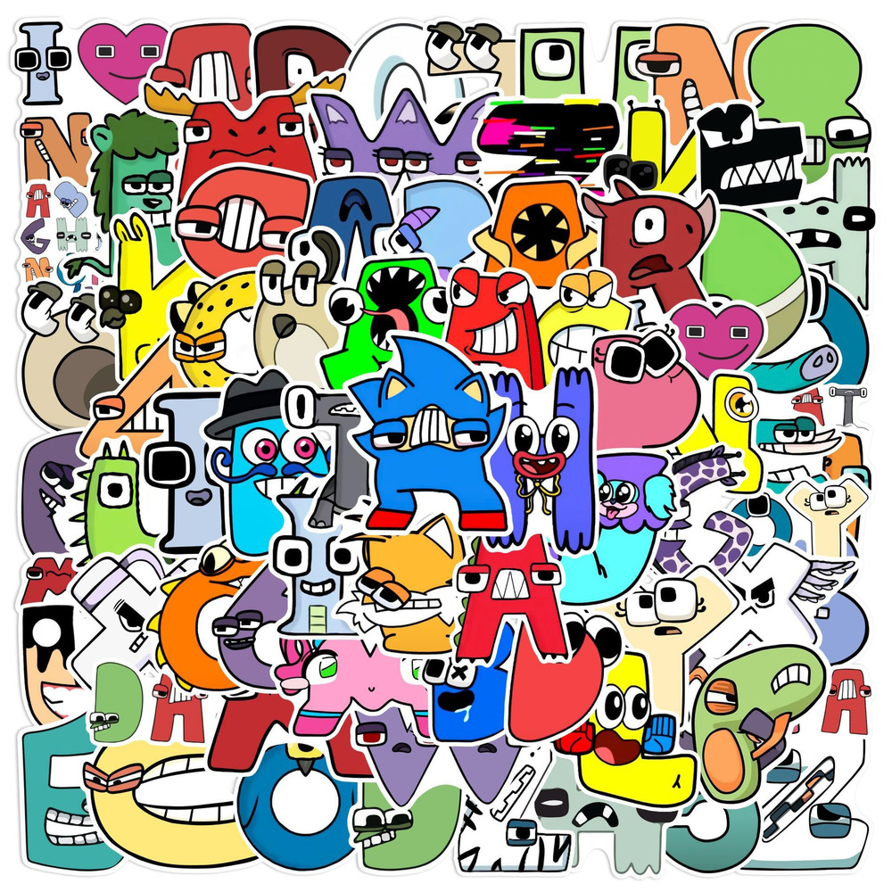 Набор наклеек Алфавит Лора, Alphabet lore, 100шт - купить с доставкой ...