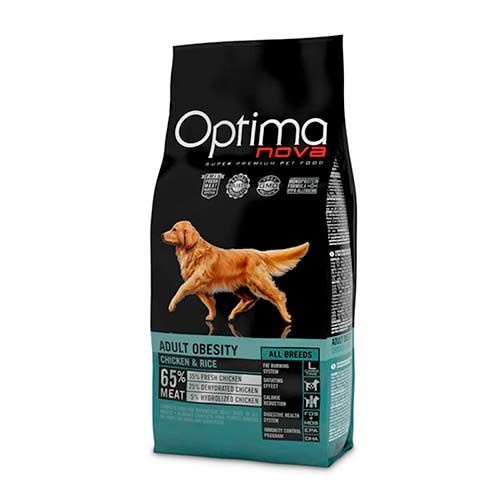 Корм сухой Optima Nova Adult Obesity Chicken & Rice 12 кг для взрослых собак всех пород с ...