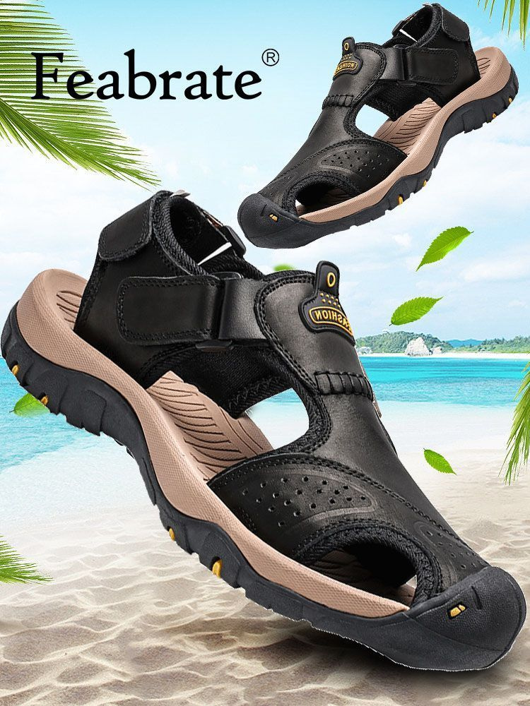 Сандалии Мужской Feabrate, размер 48 Искусственная кожа Без каблука Анатомическая стелька ...