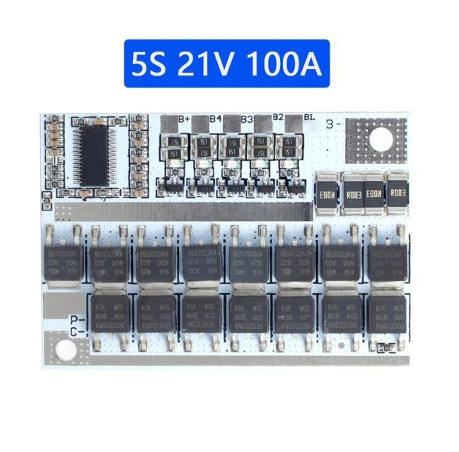 BMS 5S 100A плата защиты с балансировкой, 18В 21В, для сборок аккумуляторов шуруповёртов и не ...