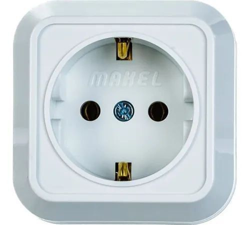 Розетка одинарная Makel открытой установки с заземлением, белая - купить по низкой цене в ...