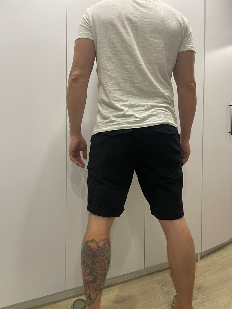 Шорты Мужской Bronks Повседневный черный, размер 52, 54 Хлопок, Эластан Молния, Пуговицы Кнопки ...