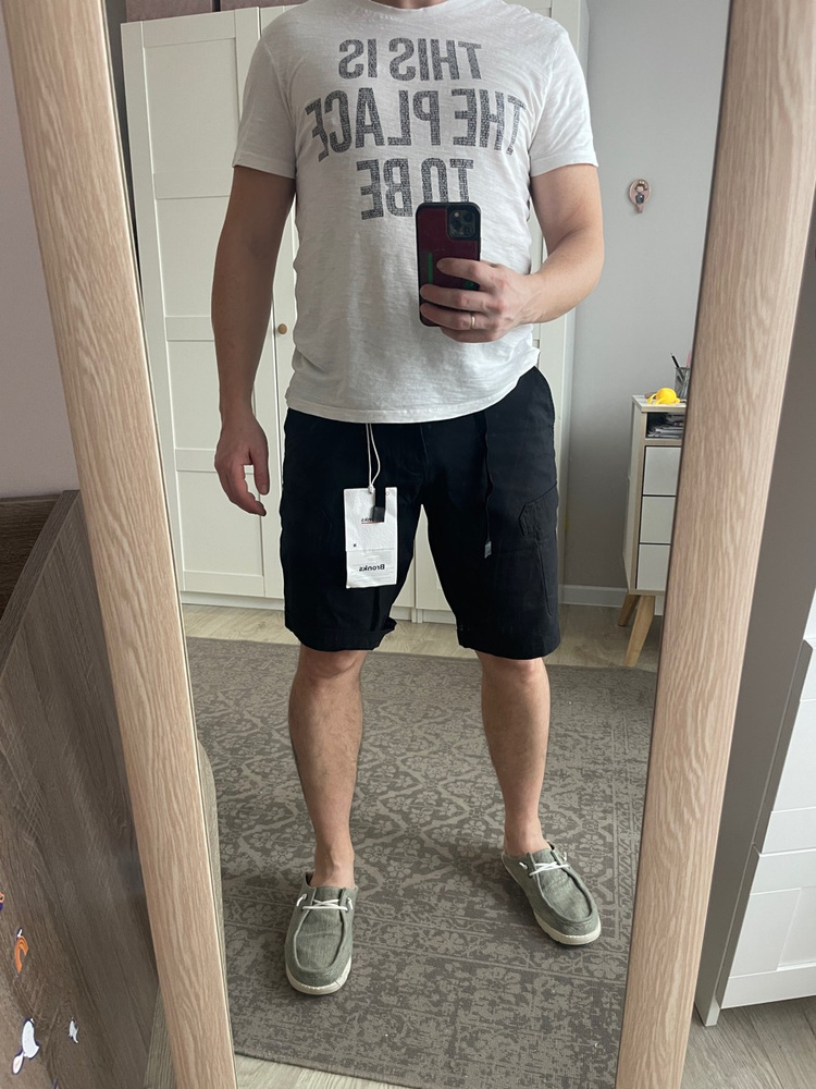 Шорты Мужской Bronks Повседневный черный, размер 52, 54 Хлопок, Эластан Молния, Пуговицы Кнопки ...