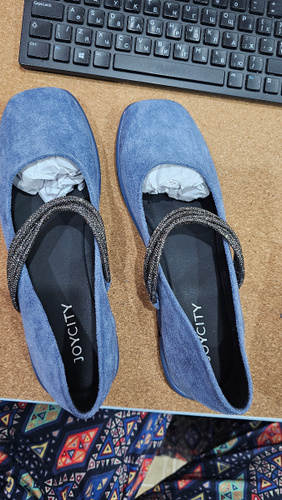 Балетки Женский JOYCITY Текстиль, размер 39 6 Россия лодочки Блестки, Бисер Закрытый нос ...