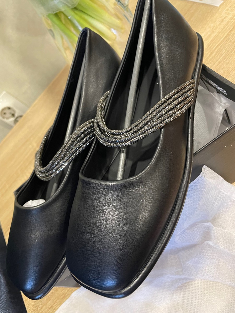 Балетки Женский JOYCITY Искусственная кожа, размер 40 6 Россия лодочки Стразы, Бисер Укрепленный ...