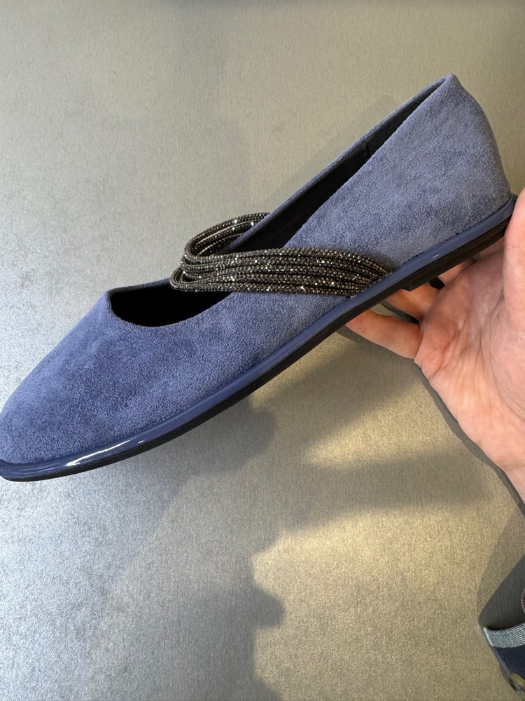 Балетки Женский JOYCITY Текстиль, размер 39 6 Россия лодочки Блестки, Бисер Закрытый нос ...