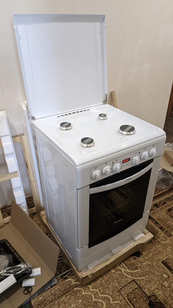 Gefest 6102-03 60 см Газовая плита, 4 конфорки, белая купить c доставкой на OZON по низкой цене ...