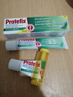 Крем фиксирующий для зубных протезов Protefix Алоэ Вера, экстра сильный ...