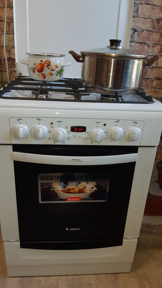 Gefest 6102-03 60 см Газовая плита, 4 конфорки, белая купить c доставкой на OZON по низкой цене ...